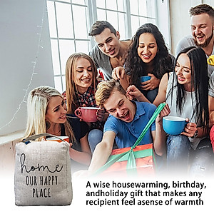 Home Our Happy Place Door Stop with Handle|Decorative Weighted Fabric Door Stopper for Bedroom, Living Room, Exterior Doors