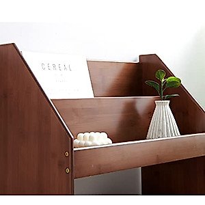 Maydear Bamboo Magazine Rack, Free-Standing Simple Bookshelf，Space-Saving, for Transporting Newspapers, Magazine，Book, Walnut