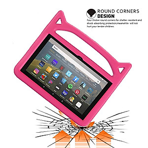Fire HD 8 Case, Fire HD 8 Tablet Case for Kids,(12th/10th Gen,2022/2020 Release),Lightweight Shockproof Kid-Proof Cover with Stand Kids Case for Fire HD 8 Plus Tablet & Fire HD 8 Kids Pro Tablet.Rose