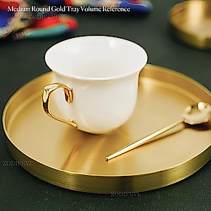 ZODIFEVI Gold Round Trays, 12 Inch Large Round Gold Serving Tray, Gold Tray Decorative, Gold Serving Tray, Decorative Tray for Jewelry, Makeup, Candle, Toiletry, Kitchen Tableware, Bar, Cafe (Large)