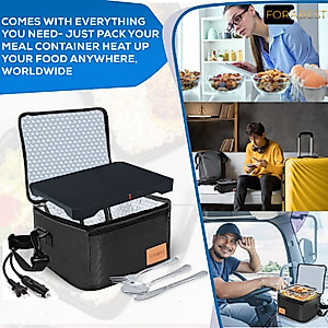 Forabest Portable Microwave Food Warmer - 12V/24V,110V/220V Fast Heating Portable Food Warmer Lunch Box, Personal Portable Oven Electric Lunch Box for Reheating Food in Car, Truck, Camping, Work