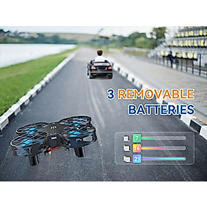 UranHub Mini Drone for Kids, Indoor Beginner Drone RC Quadcopter Helicopter with Altitude Hold, Headless Mode, 3D Flip, Speed Adjustment and 3 Batteries