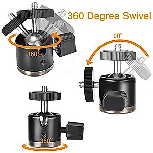 UTEBIT C Clamp with Tripod Head Adjustable Camera Clamp Mount Set for Desktop 360 Degree Swivel Mini Ball Head with Hot Shoe and 1/4 Screw Compatible with Canon Nikon DSLR Monitor