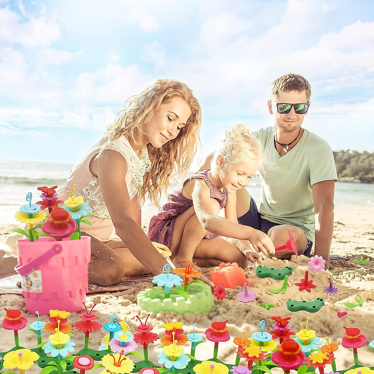 IQKidz 3-6 Years Old Toddler Toys - Flower Garden Building Toy with Insect Pegs, Educational Activity Gifts for Girls Preschool-Kindergarten, 153Pcs STEM Stacking Pretend Play Set