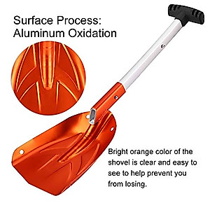 MAGT Backcountry Snow Shovel Winter Snow Shovel, Aluminum Alloy Detachable Telescopic Winter Snow Ice Shovel Outdoor Kit Tool with Non-Slip Handle Orange
