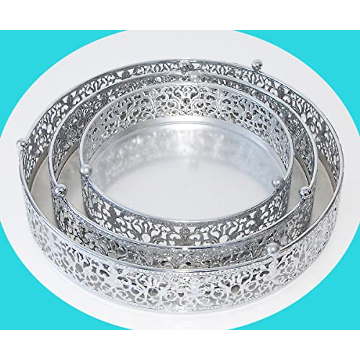 Cake Stand Set of 3 Metal Cupcake Stands Dessert Display Plate for Wedding Party Birthday,Silver