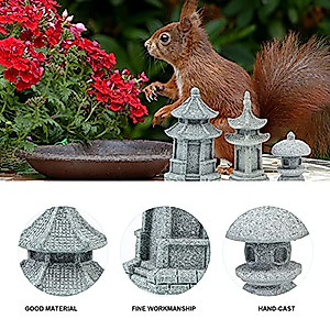 3Pcs Miniature Pagoda Lantern Japanese Stone Lantern for pPatio Decorations Outdoor Fairies Figurines for Miniature Fairy Garden Accessories, Light Grey, 5.5x2.8cm (273YTQK1455UWHQ136)