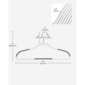 SONGMICS Clothes Hangers, Pack of 30 Plastic Coat Hangers, Space-Saving, Cloud White and Dark Gray UCRP050W03