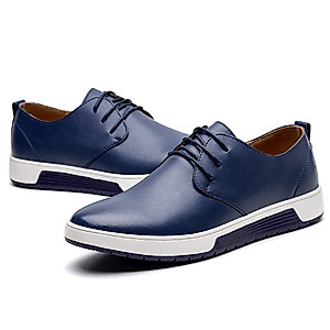 konhill Men's Casual Oxford Shoes Breathable Flat Fashion Lace-up Dress Shoes,Navy,45