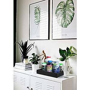 Vixdonos Valet Tray Nightstand Organizer,Leather Catchall Tray for Perfume,Jewelry,Key and Remote on Counter or Dresser(Black)