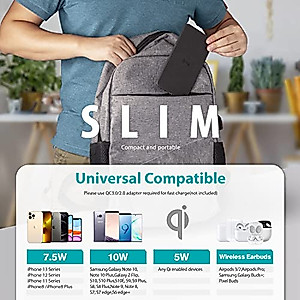 Valet Tray, Built in Wireless Charging Pad, Nightstand Organizer, Dresser Organizer, Mens Jewelry Box, Valet Charging Station, Faux Leather Valet Tray for Men and Women, (Black)