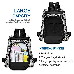 ALAZA Skull Black Gothic Backpack Purse for Women Anti theft Back Pack with Adjustable Straps Grunge Style Shoulder Fashion Bag Travel Handbag