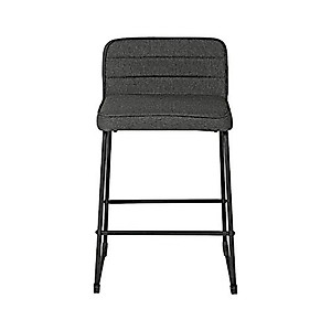 Signature Design by Ashley Nerison 26" Modern Upholstered Counter Height Bar Stool, 2 Count, Dark Gray