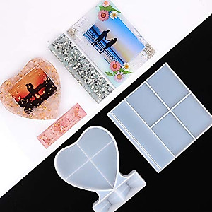 LET'S RESIN Epoxy Molds, Photo Frame Resin Molds Silicone, Large Size Picture Frames Silicone Molds for Epoxy Resin, Rectangle & Heart Shape Epoxy Resin Molds for DIY Home Table Décor