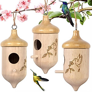 Hummingbird House,Wooden Hummingbird Houses for Outside for Nesting, Gardening Gifts Home Decoration,3 Pack