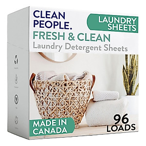 The Clean People Laundry Detergent Sheets - Laundry Soap - Ultra Concentrated, Recyclable Packaging, Stain Fighting - Fresh Scent, 96 Pack