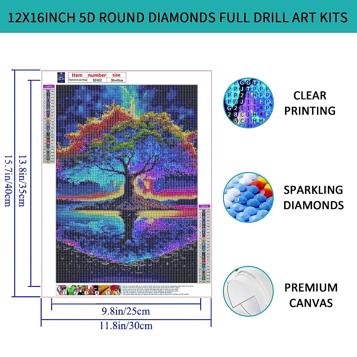 VALOYI Tree of Life Diamond Painting Kits, Diamond Art Kits for Adult Beginner, DIY 5D Round Full Drill Diamond Art for Home Wall Decor Gift 11.8x15.7inch