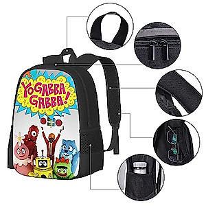Pobecan Yo Gabba Anime Gabba! Backpack Large Capacity Leisure Travel Backpack Book Bag Outgoing Daypack 12.5x5.5x16.5 inch