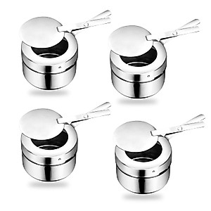 Stainless Steel Chafing Fuel Holder: 4pcs Fuel Holder with Cover, Chafer Wick Fuel and Canned Heat Holders, Chafing Dish Buffet Set for Chafing Dish, and Buffet, Barbecue, Party Supplies