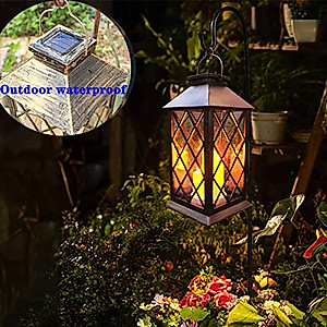 nanzhujin Solar Lantern Outdoor, Garden Hanging Lantern- PVC Waterproof 3 LED Flickering Flameless Candle Decorative Lights for Table,Outdoor,Party, 00-1, Copper
