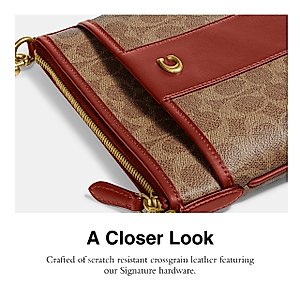 COACH Color-block Coated Canvas Signature Kitt, Tan Rust, One Size