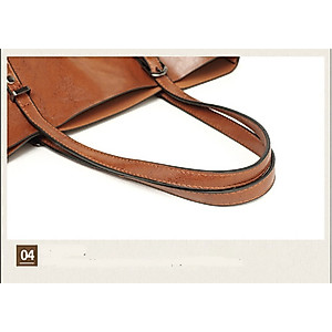 Women's oily leather totebag,Vertical zipper open shoulder bag,Women's cross body bag (Khaki)