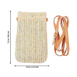 BESTOYARD Crossbody Tote Straw Woven Phone Bag Lip Stick Crossbody Bag Magnetic Button Shoulder Summer Beach Storage Pouch Handbag Crossbody Wallet