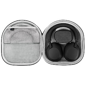 Geekria Shield Headphones Case Compatible with Sony WH-CH510, WH-CH710, WH-CH520, WH-1000XM5 Case, Replacement Hard Shell Travel Carrying Bag with Cable Storage (Dark Grey)