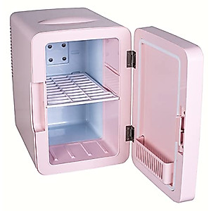 FRIGIDAIRE EFMIS170-PINK Mini Portable Compact Personal Fridge, 6.5L Capacity, 9 Cans, Makeup, Skincare, Freon-Free & Eco Friendly, Includes Home Plug & 12V Car Charger, 2022 Version, Pink