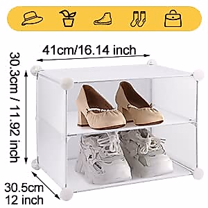 ASDET U&I Shoe Rack Organizer, 12 Tier Shoe Storage Cabinet 72 Pair Plastic Shoe Organizer 36 Grids Shoe Shelves for Closet Hallway Bedroom Entryway, White