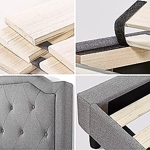 ZINUS Kellen Upholstered Scalloped Platform Bed Frame, Mattress Foundation, Wood Slat Support, No Box Spring Needed, Easy Assembly, King