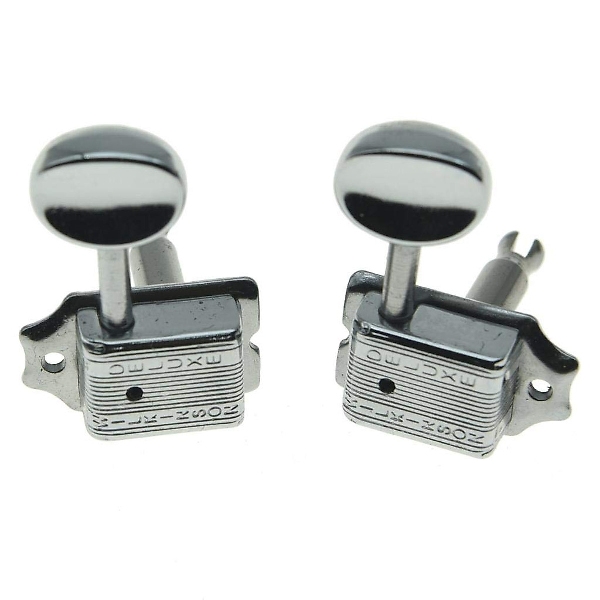 Wilkinson Deluxe 6 Inline Vintage Guitar Tuners with Split Post Guitar Tuning Keys Peg Machine Heads for Strat/Tele Guitars Chrome