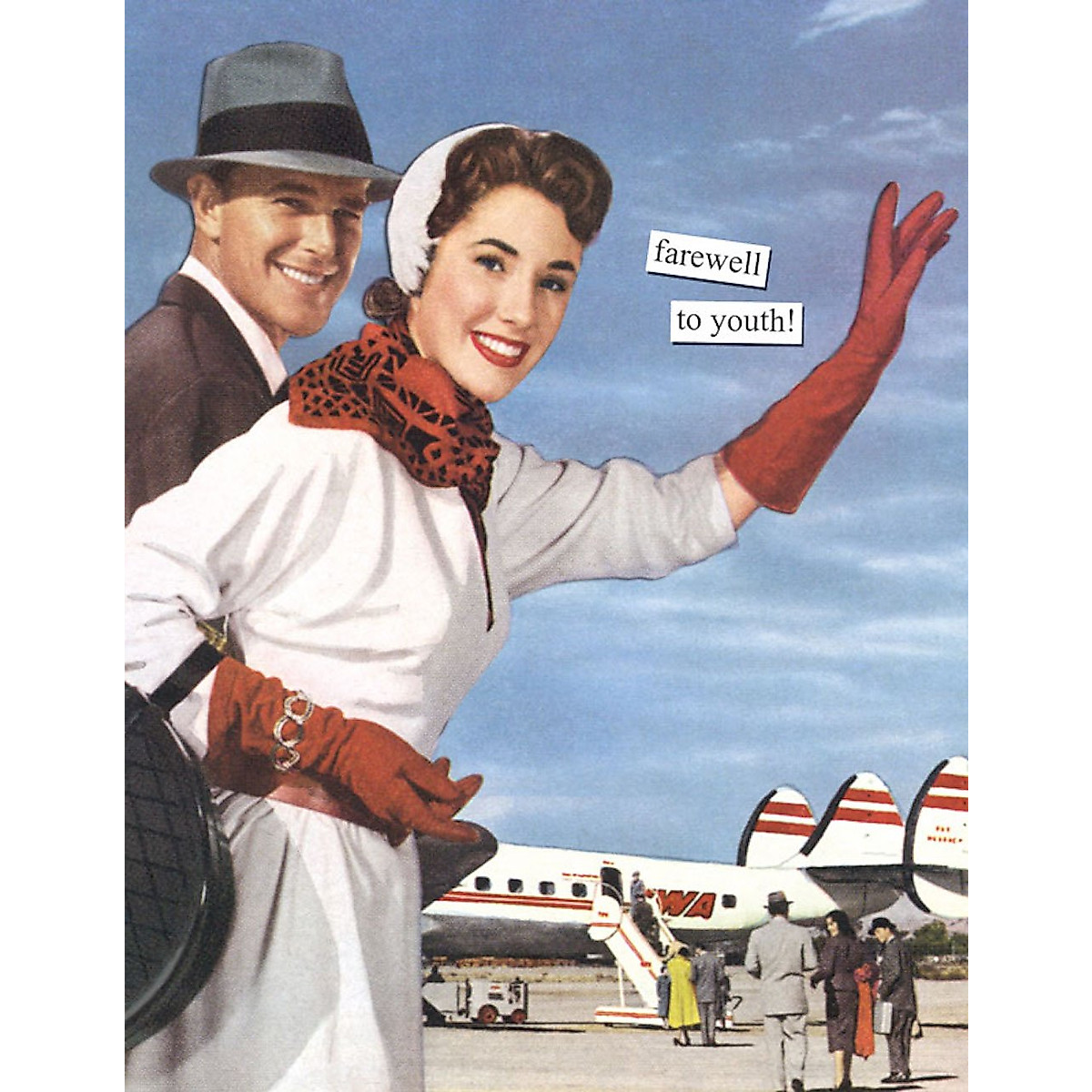 Anne Taintor Birthday Cards Funny Vintage Retro Greeting Card for Her, 4.25" x 5.5", Farewell to Youth