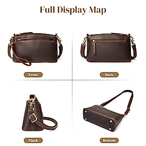 Women Vintage Genuine Leather Tote Bag with Small Leather Purse