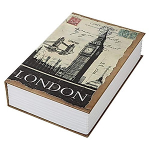 Jssmst Diversion Book Safe with Key Lock, Secrect Hidden Safe Lock Box Large Money Box High Capacity, 9.5 x 6.2 x 2.2 inches, SM-BS019LN London Bridge