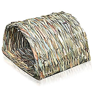 SunGrow Woven Timothy Grass Tunnel for Hamsters, Guinea Pigs, Secret Base for Ninja Training, Ideal for Dwarf Rabbits, Bearded Dragons and Other Pocket Pets, 1pc
