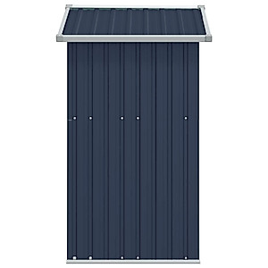 Tidyard Garden Shed Anthracite 49.6inx38.4inx69.7in Galvanized Steel Outdoor Tool Storage House, Metal Lockable Garden Equipment Organizer for Patio Backyard Terrace Furniture