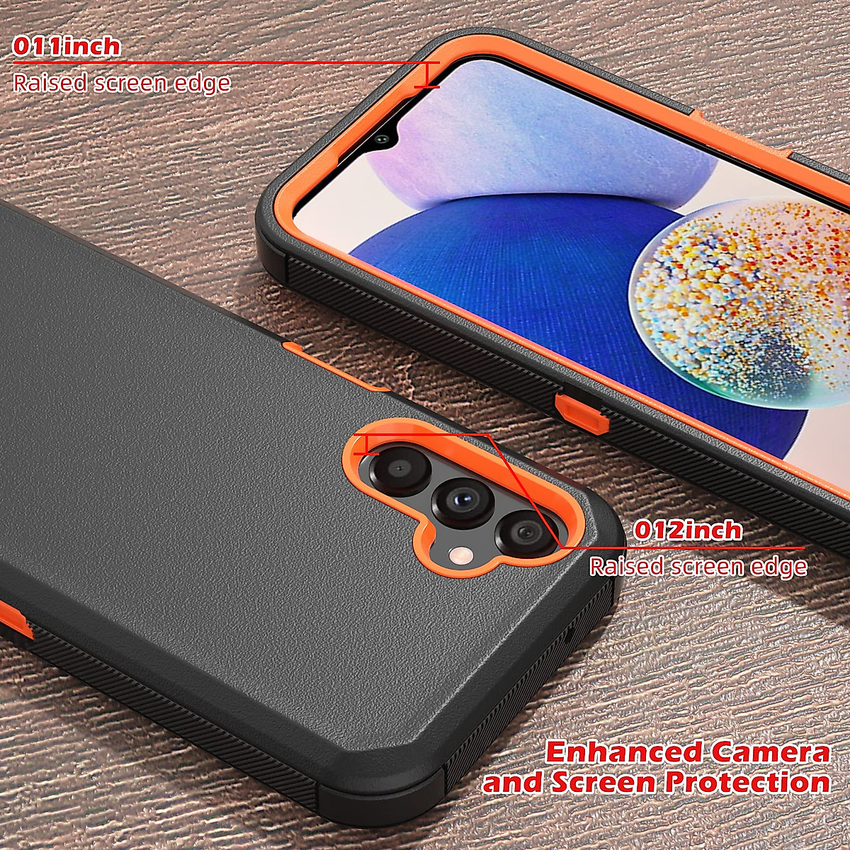 TASHHAR Phone Case for Samsung Galaxy A14 5G case,Heavy Duty Hard Shockproof Armor Protector Case Cover with Belt Clip Holster for Samsung A14 5G 2023 Phone Case (Black+Orange)