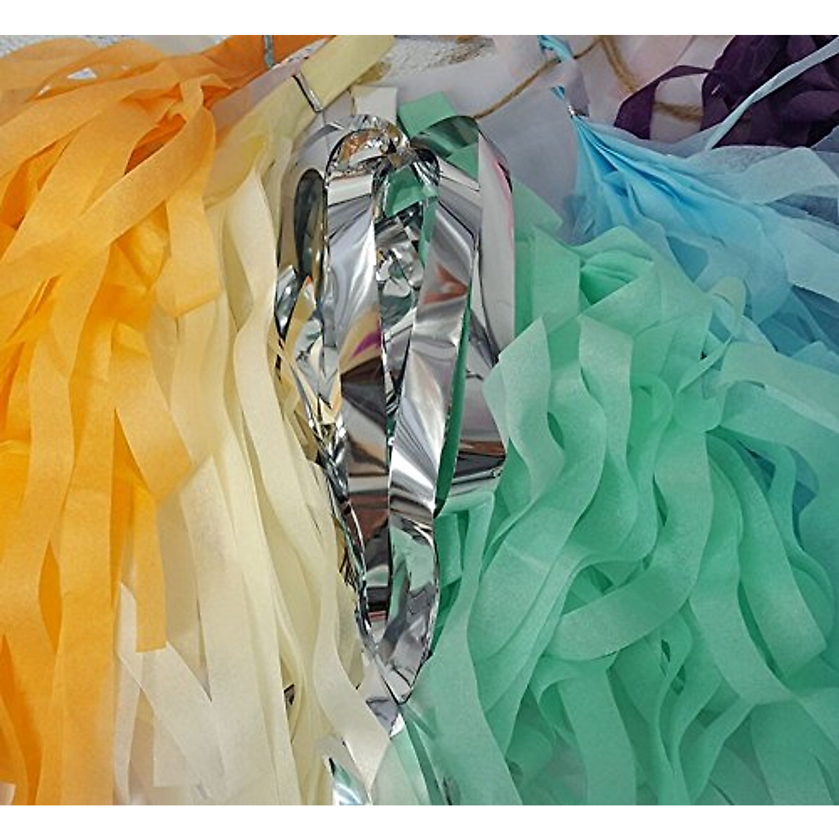 DIY Tissue Paper Tassels Party Decoration Supplies Sets 15 PCS Tassel Garland Banner for Birthday Party Bridal Shower Wedding Gold Garland Bunting Pom Pom (GM-Gold and Green)