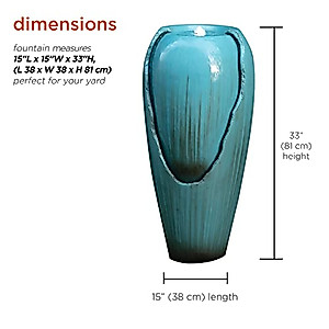 Alpine Corporation DIG100XS w/LED Light Water Jar Fountain, 32 Inch Tall, Turquoise