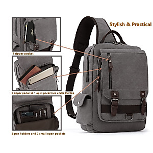 Leaper Retro Crossbody Bag Sling Bag Canvas Messenger Bag for Men Women Shoulder Bag Crossbody Handbags Satchel Geometric Purple, XL