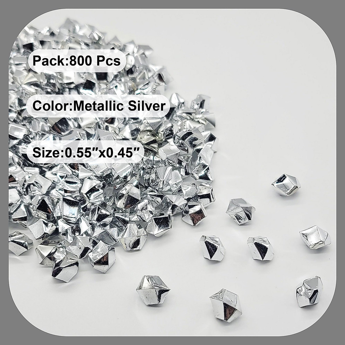 AiFanS Vase Filler for Home Deco and Centerpieces,Plastic Silver Nuggets for Vases and Table Decoration (Metallic Silver,800 Pieces)