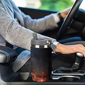 30oz Stainless Steel Insulated Tumbler with Flip Lid & Straw, Leakproof Travel Mug for Car, Electric Guitar Double Wall Vacuum Thermal Coffee Cup with Handle, Spill-Proof Design for Hot/Cold Drinks