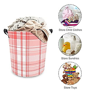 Tartan Plaid Backdrop Large Laundry Basket Hamper Bag Washing with Handles for College Dorm Portable