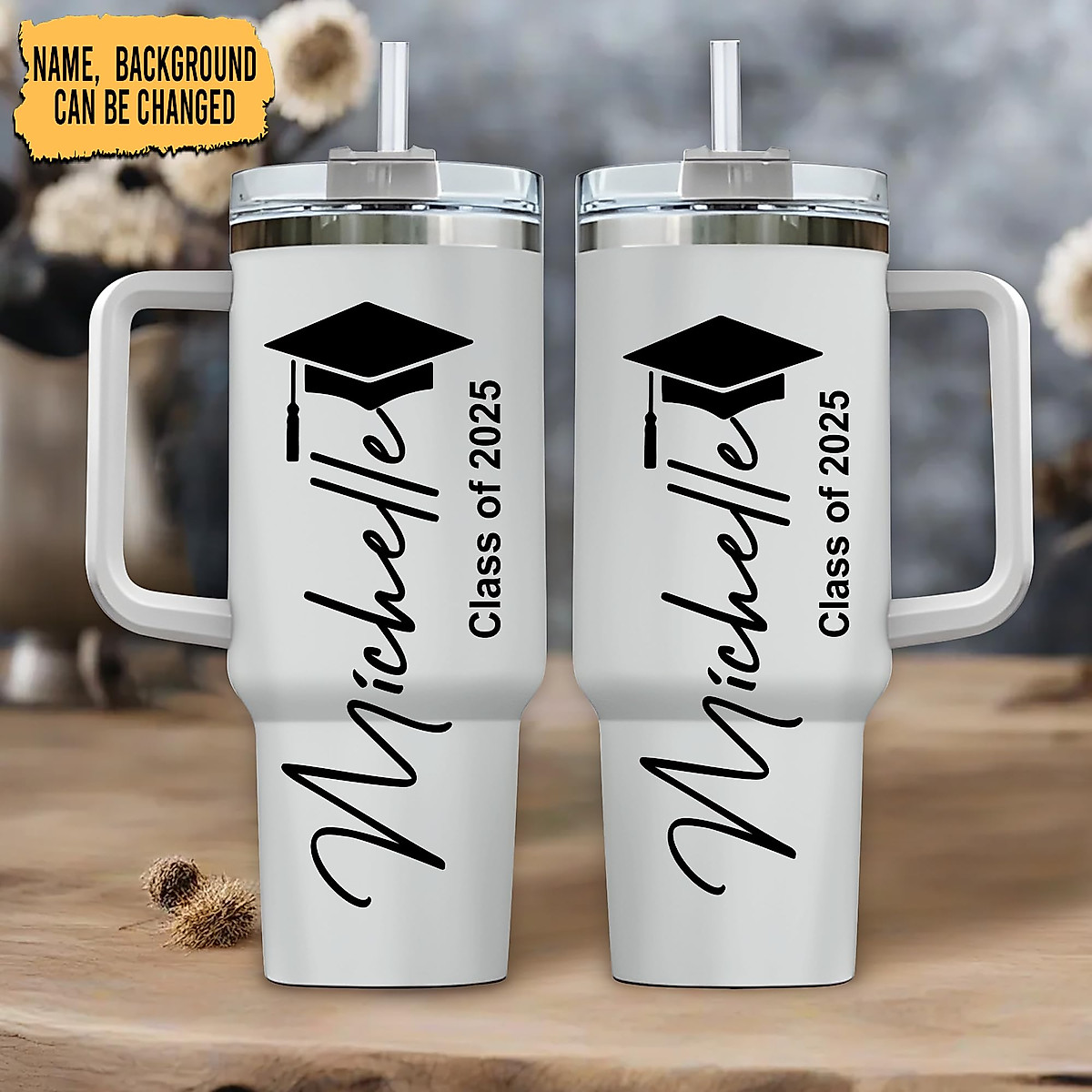 Hyturtle Personalized Graduation Tumbler Class Of 2025 - Graduation Gifts For Her - Grad Inspirational Gifts For College High School Masters Degree - Stainless Steel Travel Coffee Cup 40oz With Lid