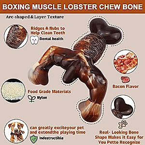 Dog Chew Toys for Aggressive Chewers Indestructible Dog Toys,Real Bacon Flavored,MOXIKIA Tough Dog Bone Chew Toy Durable Dog Toys for Medium/ Large breed Dogs, Best Extreme Chew Toys to Keep Them Busy