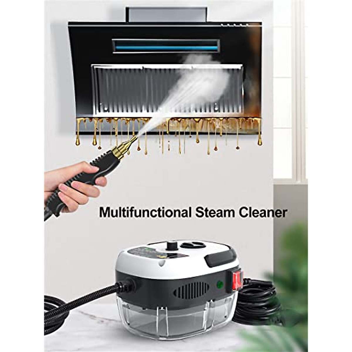 EDYYDS 2500W High Pressure Steam Cleaner, Hand-Held Portable Steam Cleaning Machine Six Gears Adjustable,for Home Use Grout Tile Car Detailing Kitchen Bathroom,with Cleaning kit Tool,Red
