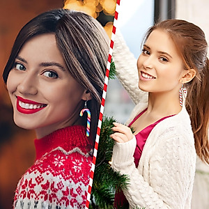 Remuuly 16 Pairs Christmas Earrings Candy Cane Dangle Earrings for Women Xmas Hook Jewelry Earrings Cute Earrings Dangle Drop Cute Jewelry for Girls Winter Holiday Festive Gifts