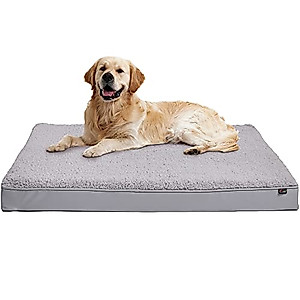 Gorilla Grip Medium Memory Foam Dog Bed, Water Resistant Lining, Soft Plush Sherpa Top, Comfortable Padded Bed for Puppies, Dogs, Cats, Fits Inside Pet Crates, Removable Cover for Easy Clean, Gray