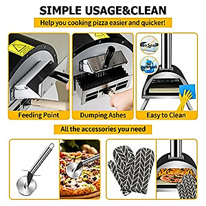 KODOM Pizza Oven, Portable Wood Pizza Oven with Foldable Legs Outdoor Pizza Oven Wood Pellet Pizza Oven for Outdoor, Courtyard Cooking (23.6’’ x 15.7’’ x 31.1’’ Inch)